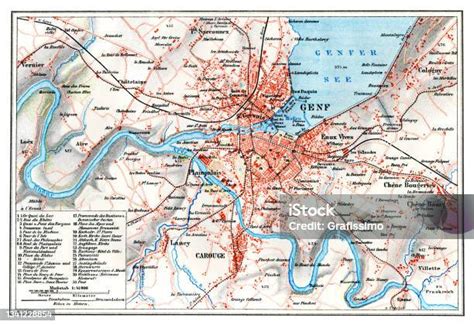 Antique Map Of Geneva Switzerland 1896 Stock Illustration Download