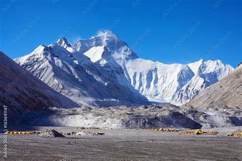 Mount Everest And The Base Camp From Tibetan Side Chomolungma
