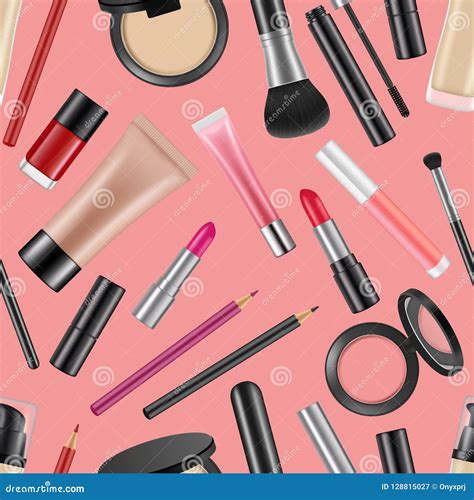 Vector Realistic Makeup Elements Pattern Or Background Illustration