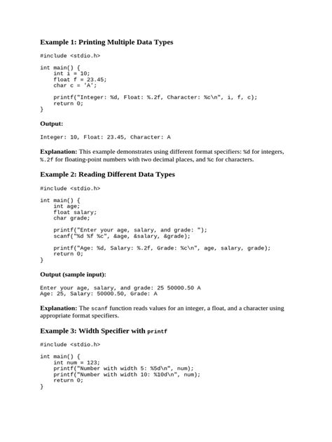 Basic Question On Printf Scanf Pdf Integer Computer Science Computer Programming