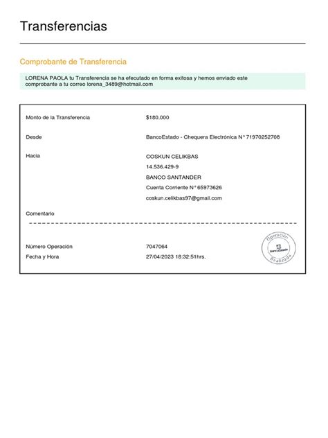 Comprobante De Transferencia Santander Pdf