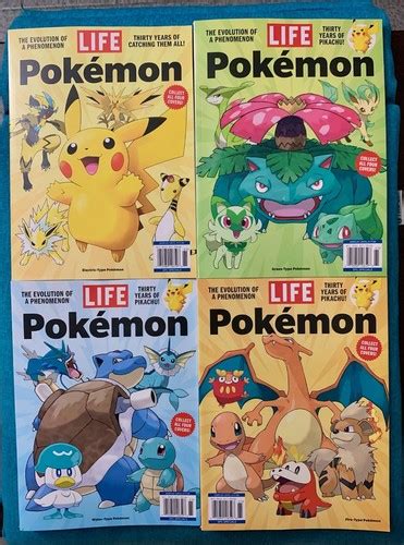 Pokemon All 4 Covers Life Complete Magazine Set Newsstand Bag Boarded