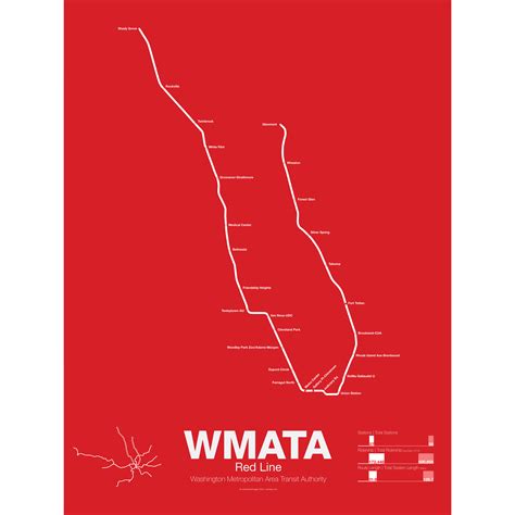 Wmata Red Line Metro Poster Vanmaps