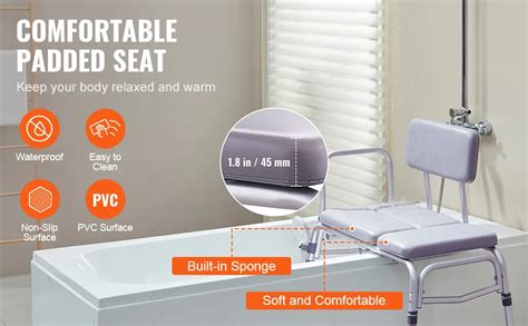 Vevor Tub Transfer Bench For Bathtub 500lbs Shower Seats For Adults