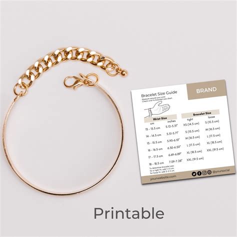 Bracelet Size Chart Template Editable Printable Jewelry Accessory