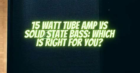 15 Watt Tube Amp Vs Solid State Bass Which Is Right For You All For