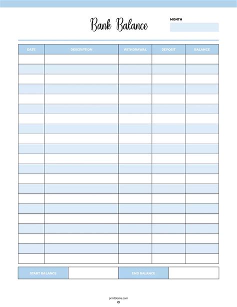 Bank Balance Sheet Printables 16 Free Bank Account Trackers Artofit