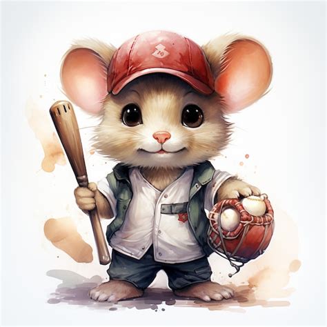 Premium Ai Image There Is A Cartoon Mouse With A Baseball Bat And A Baseball Glove Generative Ai