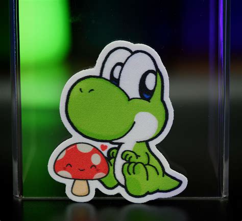 Love Heart Yoshi 3 Fabric Sticker Dinospores