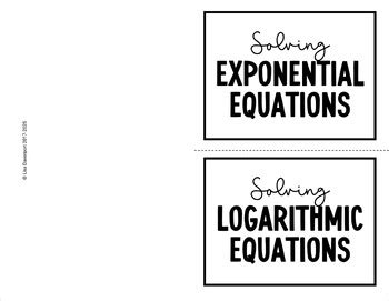 Exponential And Logarithmic Equations Editable Foldable Notes For