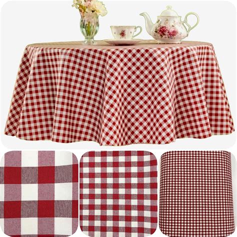 Round Polycotton Gingham Tablecloth Country Retro Style Checked Table