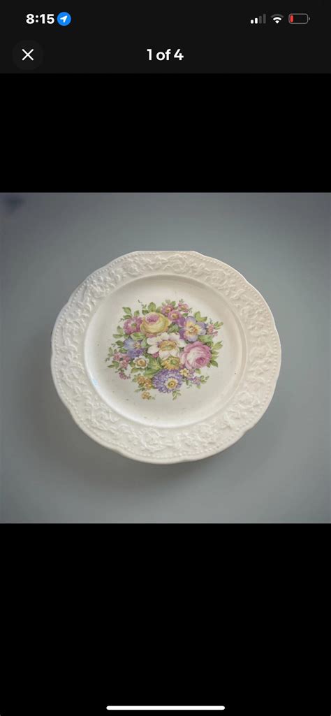 Vintage 40s Floral Edwin M Knowles China Co Usa Creme Lace Saucer Plate