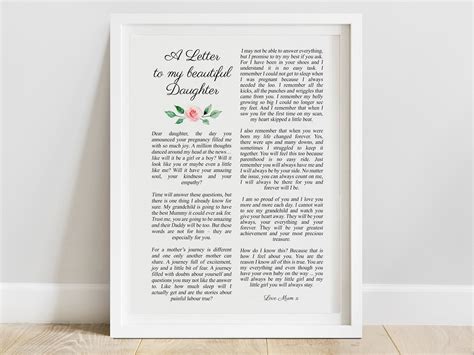 A Letter To My Daughter Daughter Pregnancy Poem Print Heartfelt