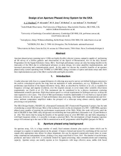 Pdf Design Of An Aperture Phased Array System For The Ska