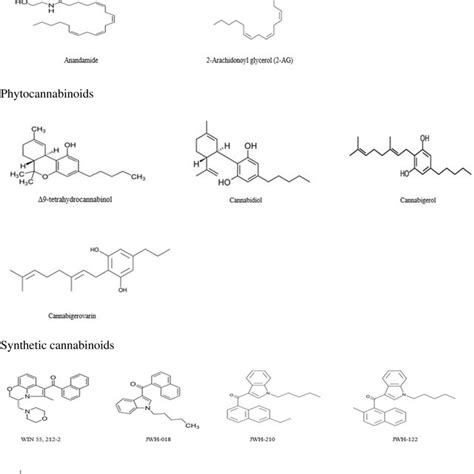 Chemical Structures Of Most Common Endocannabinoids Phytocannabinoids