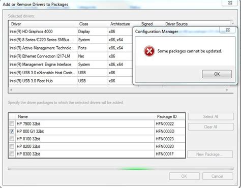 Some Packages Cannot Be Updated When Trying To Add Drivers To A