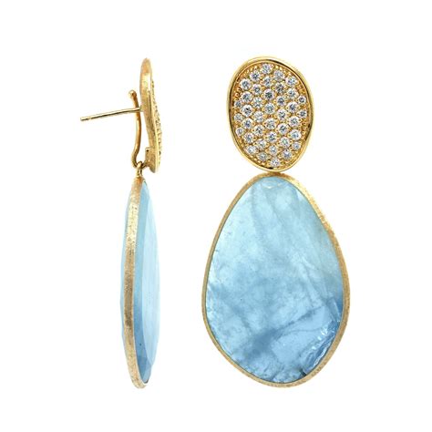 Marco Bicego Pezzi Unici 18k Yellow Gold Aquamarine And Diamond Drop E