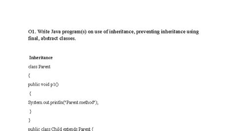 Java Lab Work Inheritance Overriding Interfaces And Threads Studocu