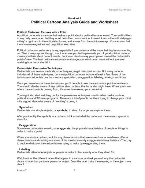 Political Cartoon Analysis Worksheet Proworksheet