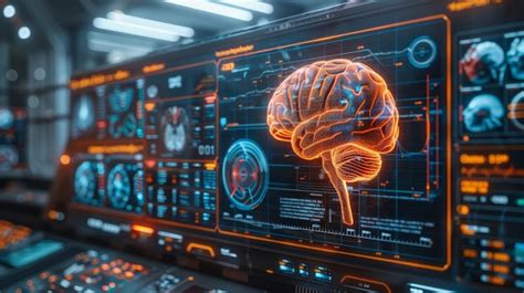 Digital Brain Analysis Interface On An Mri Scan A Concept Of Medical