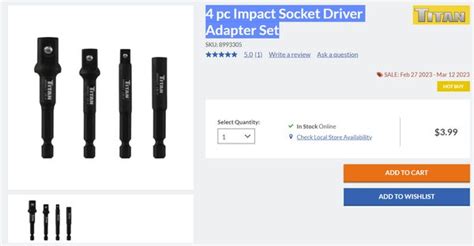 [princess Auto] 4 Pc Impact Socket Driver Adapter Set 3 99 Forums