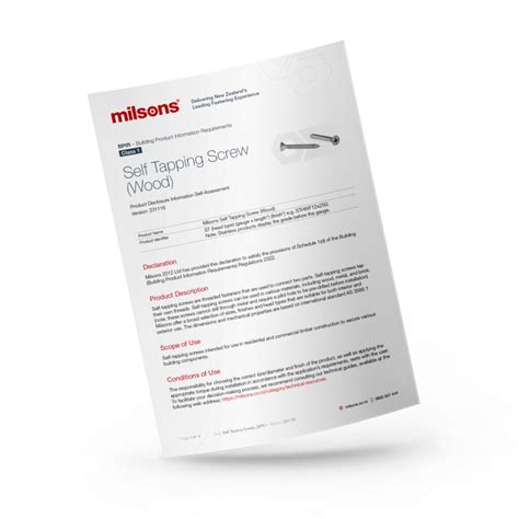 Self Tapping Screw Wood Milsons