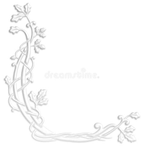 L Shaped Border With Oak Branches White Stock Photo Illustration Of Background Leaf