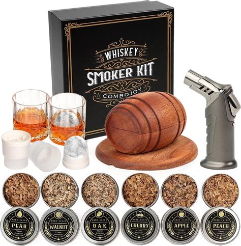Combojoy Whisky Smoker Kit Met Fakkel 6 Smaken Houtsnippers 2 Glazen