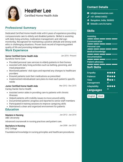 7 Best Certified Home Health Aide Resume Examples For 2026