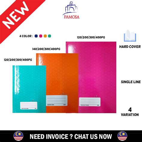 F4 F5 A6 Hard Cover Book Logbook Buku Log Foolscap Notebook 60gsm 120 200 300 400 500 Page 1s