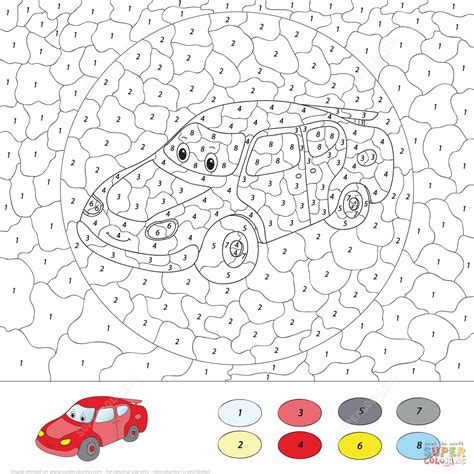 Number Car Coloring Pages