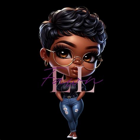 Chibi Woman Chibi African American Woman Etsy