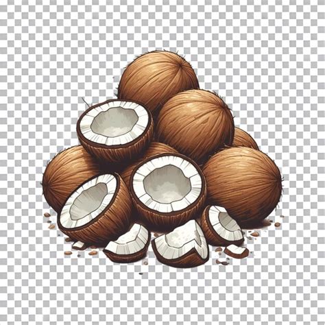 Premium Psd Realistic Set Of Coconut In A Coconut Shell Vector