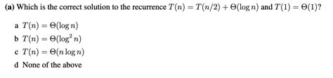 solved b which is the correct solution to the recurrence