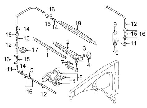 Volkswagen Touareg Windshield Washer Hose Convertible Coupe Front