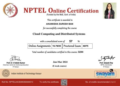 Nptel Certification Cloudcomputing Elite Iitkharagpur Swayam Akanksha Ban