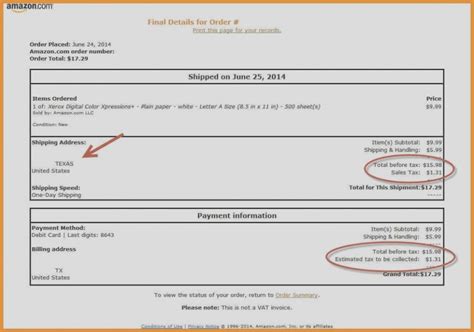 Billing Statement Amazon Template