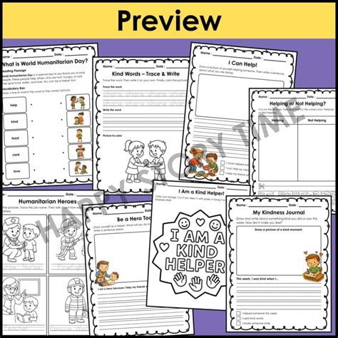 World Humanitarian Day Activities Kindness Helpers And Sel Worksheets