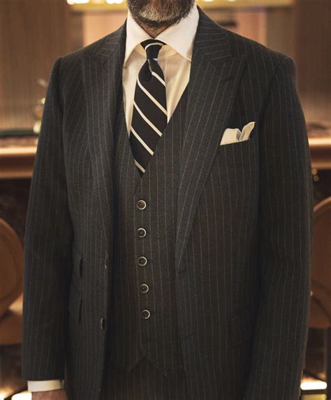 Gray Three Piece Pinstripe Suit Outfit Idea He Spoke Style