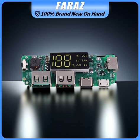 Led Dual Usb 5v 24a 18650 Power Bank Module Micro Type C Usb Board
