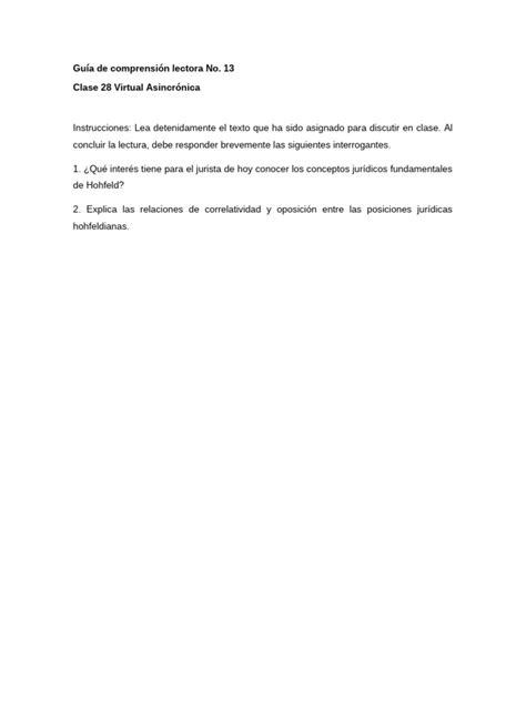 Guía De Comprensión De Lectura 13 Pdf