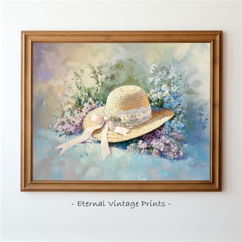 French Impressionist Flower Art Print Pastel Wildflowers And Summer Hat