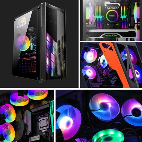 Us 4 8 Pcs Computer Gaming Case Rgb Led Fans Cooling Quiet Colorful