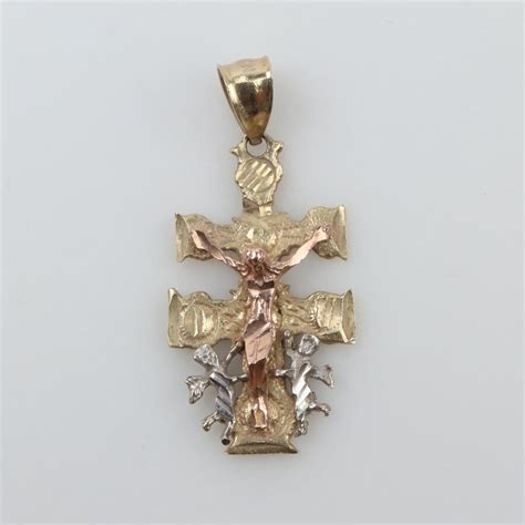 10kt Tri Colored Gold Cross Pendant Property Room