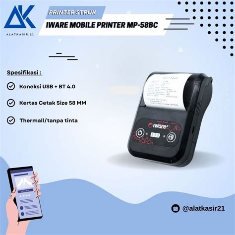 Jual Iware Mobile Printer Struk Printer Thermal Bluetooth Baterai Portable 58 Mm Shopee Indonesia