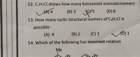 How Many Cyclic Structural Isomers Of C4 H7 Cl Is Possible Filo