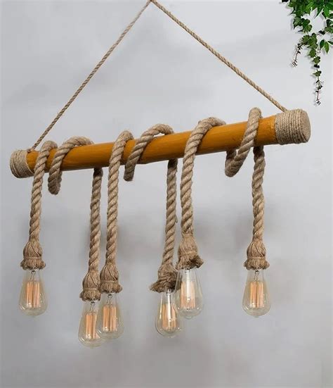 Glass Wood Rope Rassi Design Hanging Light For Decoration Commercial