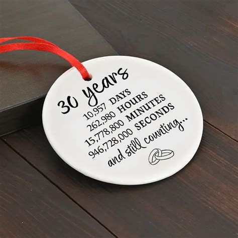 30주년 기념 라운드 킵세이크 세라믹 장식품 1개 빨간 로프와 함께 결혼 커플 기념 펜던트 집 사무실 정원 장식에 이상적인 사랑하는 사람들을 위한 기념 선물