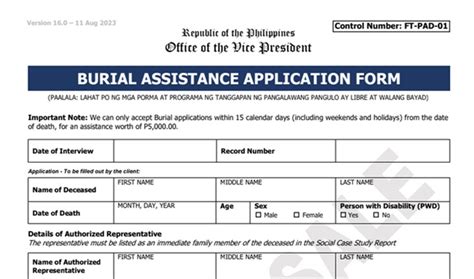 Ovp Burial Assistance Application Form Download Philnews