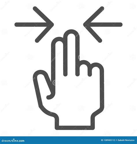 Horizontal Scoll Line Icon Two Fingers Scroll Vector Illustration Isolated On White Stock